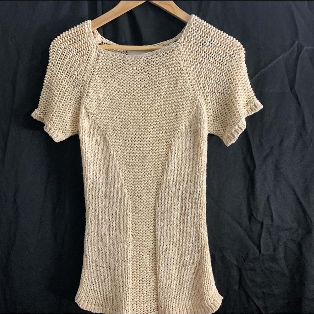 Y2k Cream Knit Crochet Top - Gem